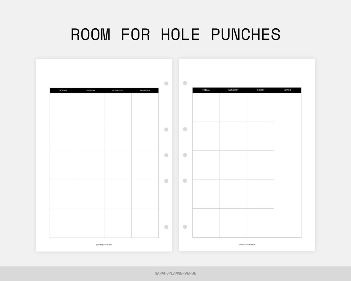 Blank 2 Page Monthly Calendar Printable, Calendar Template, Monday and ...