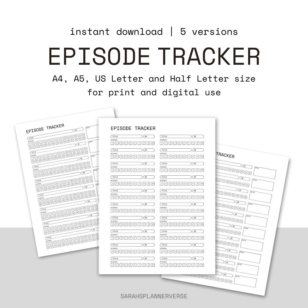 TV Series Episode Tracker Printable, Episode Tracker Printable, Episode ...
