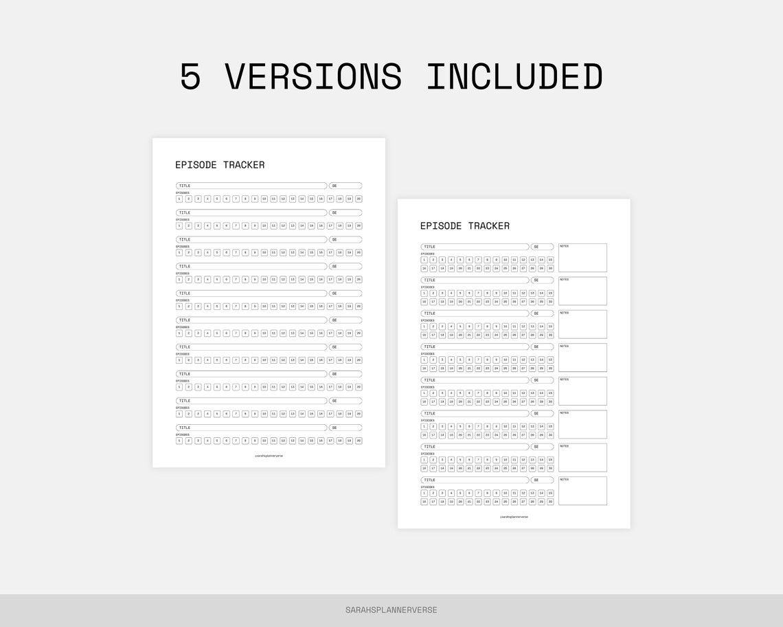 TV Series Episode Tracker Printable, Episode Tracker Printable, Episode ...