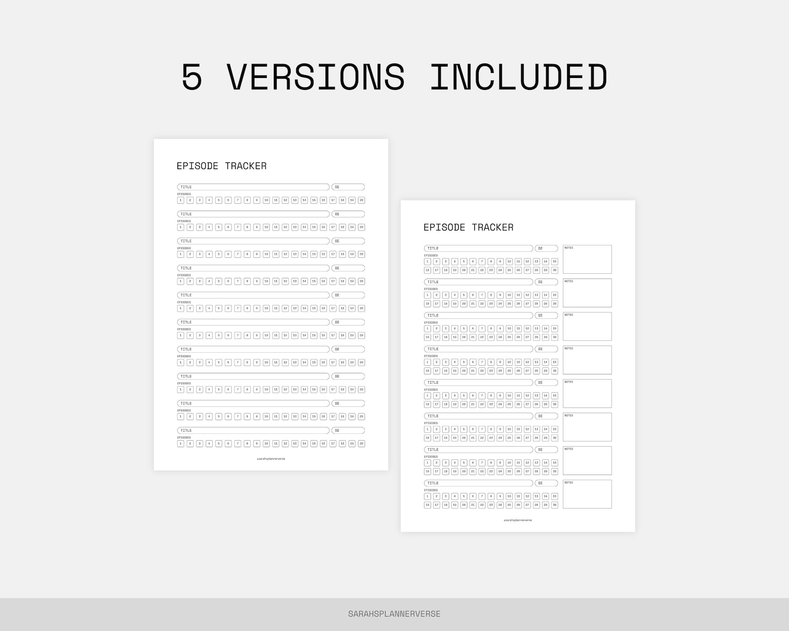 TV Series Episode Tracker Printable, Episode Tracker Printable, Episode ...