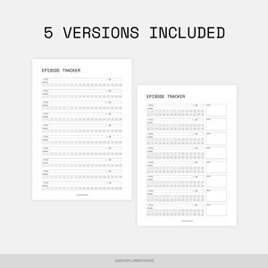 TV Series Episode Tracker Printable, Episode Tracker Printable, Episode ...