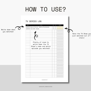 TV Series Log, Tvseries Tracker Printable, Series Log, Series Tracker ...