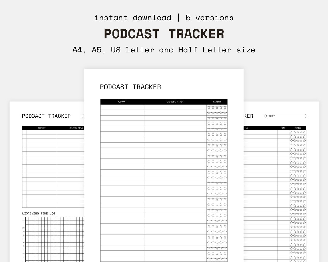 Podcast Tracker Printable, Podcast Log, Podcast Episode Tracker ...
