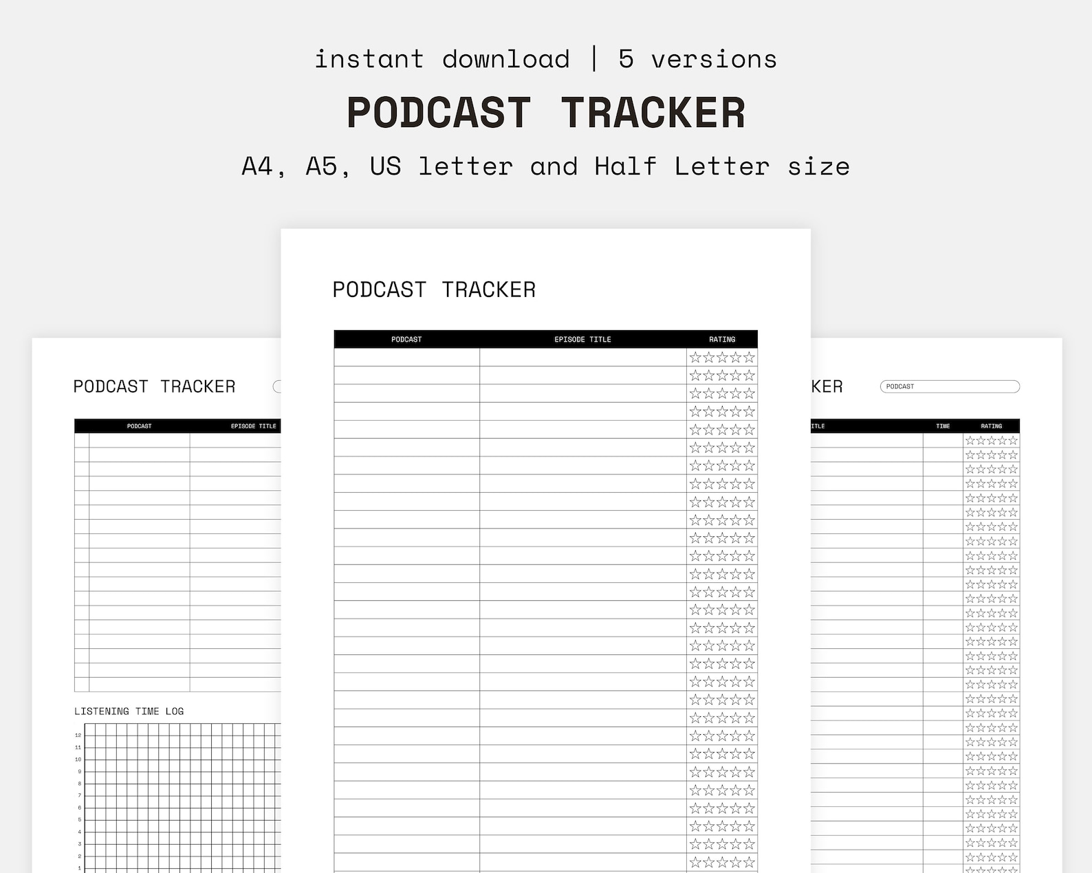 Podcast Tracker Printable, Podcast Log, Podcast Episode Tracker ...