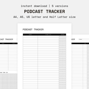 Podcast Tracker Printable, Podcast Log, Podcast Episode Tracker ...