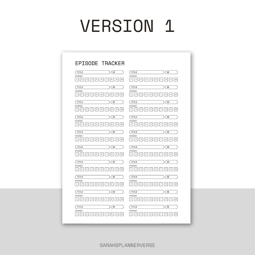 TV Series Episode Tracker Printable, Episode Tracker Printable, Episode ...