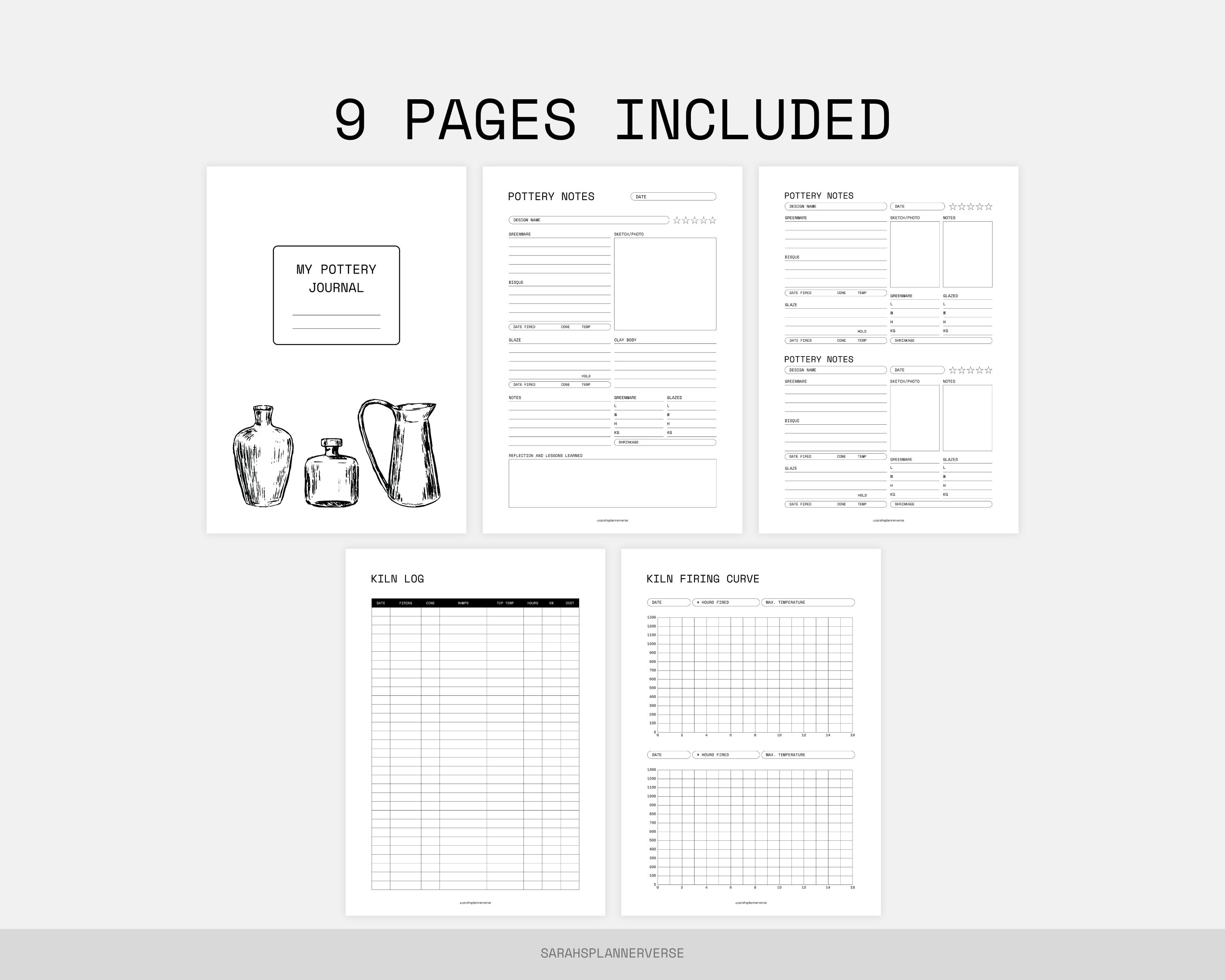 Pottery Journal Printable, Pottery Planner, Ceramics Journal, Kiln Log ...