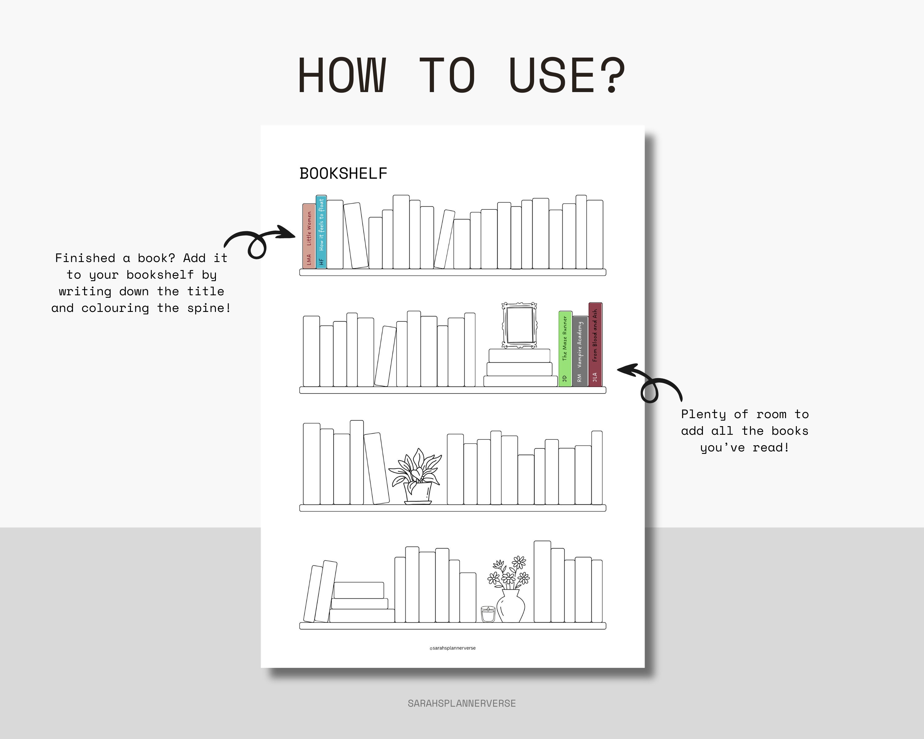 Bookshelf Template Printable, Books to Read, Reading Log, Reading ...