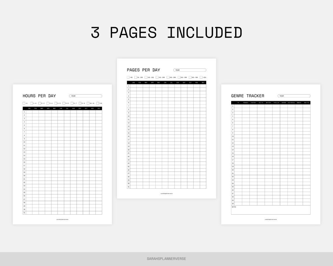 Book Reading Tracker Template Printable, Pages/hours Read Log, Genre ...