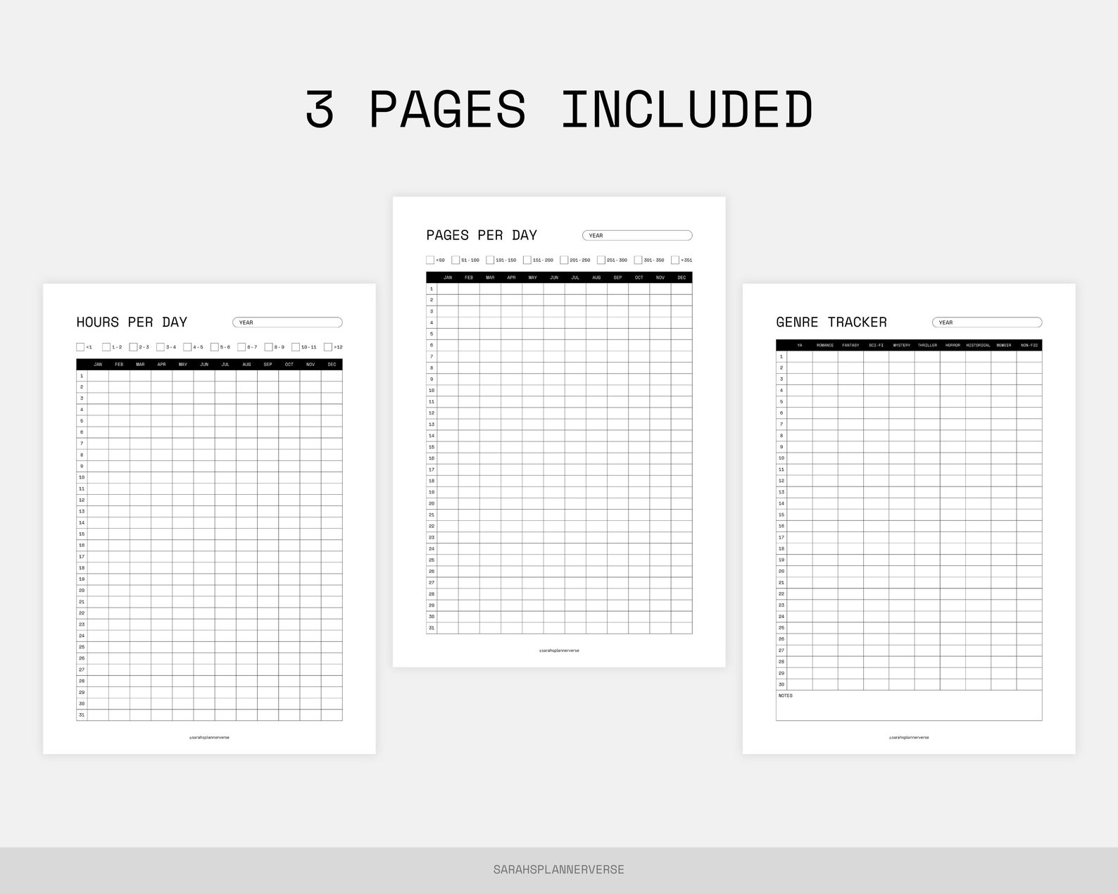 Book Reading Tracker Template Printable, Pages/hours Read Log, Genre ...