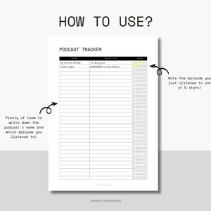 Podcast Tracker Printable, Podcast Log, Podcast Episode Tracker ...