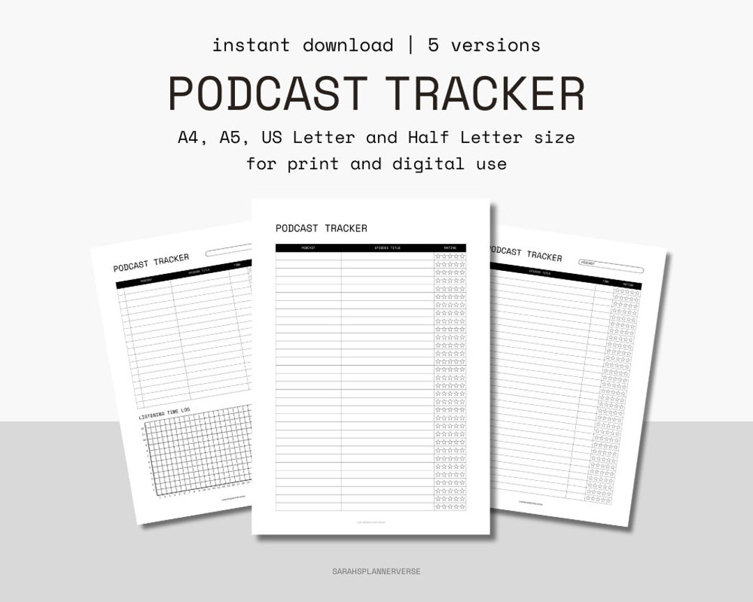 Podcast Tracker Printable, Podcast Log, Podcast Episode Tracker ...