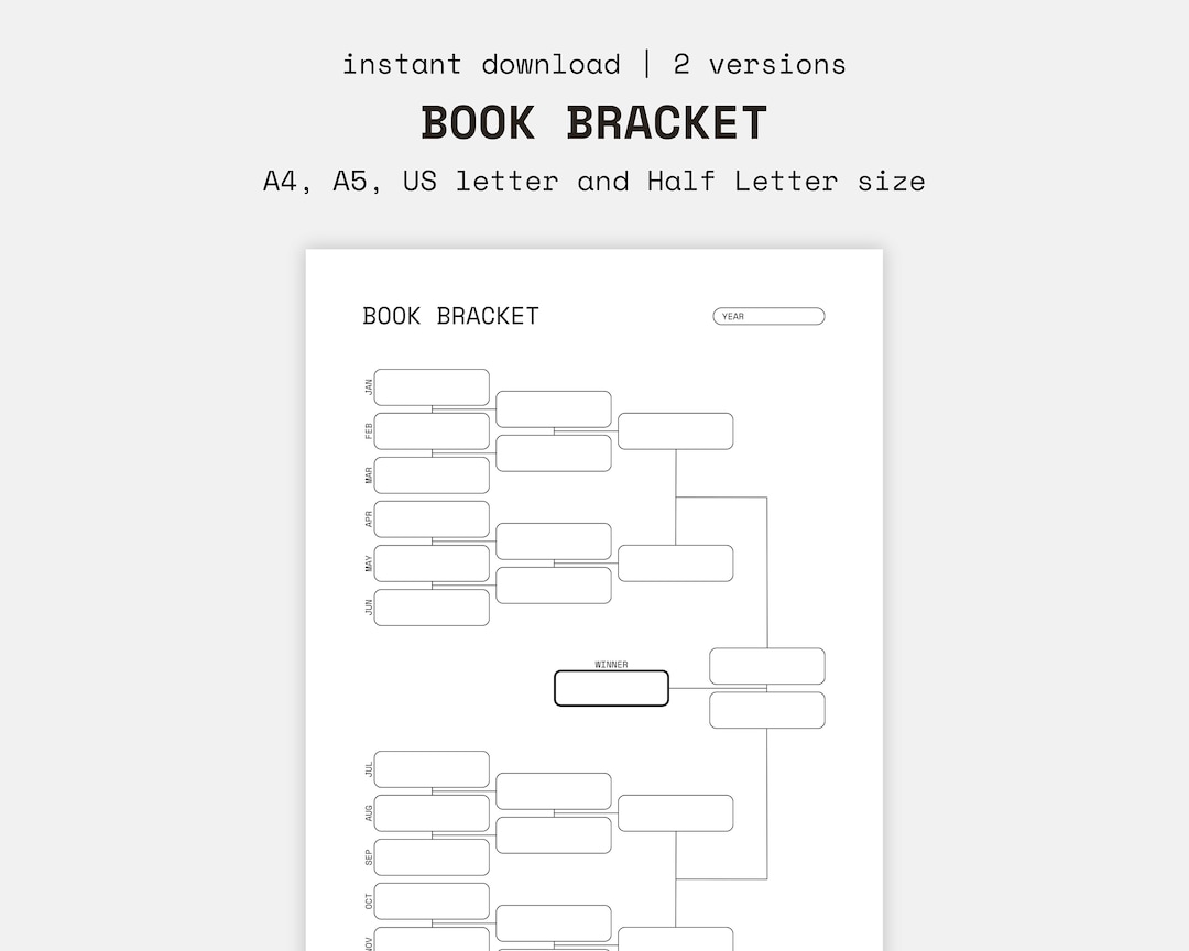 Book Bracket Template Printable, Monthly Book Tracker, Favorite Book ...