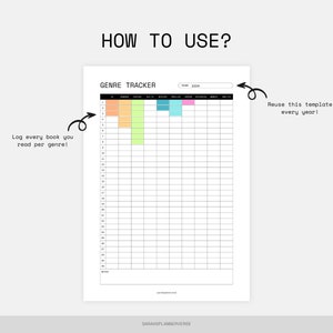 Book Reading Tracker Template Printable, Pages/hours Read Log, Genre ...