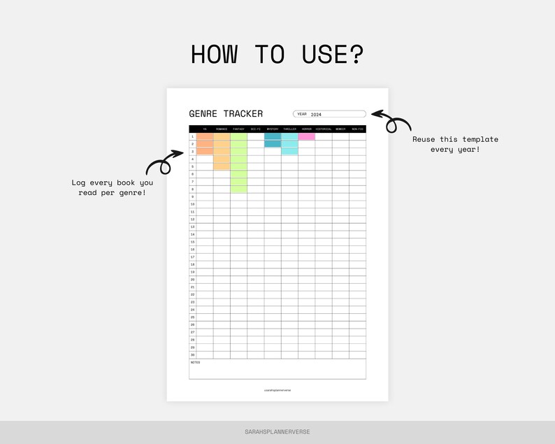 Book Reading Tracker Template Printable, Pages/hours Read Log, Genre ...