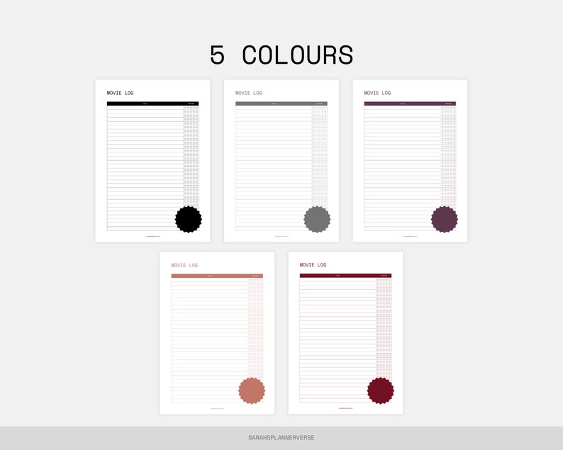 Movie Log Printable Template, Movie Tracker, Film Journal, Movies to ...