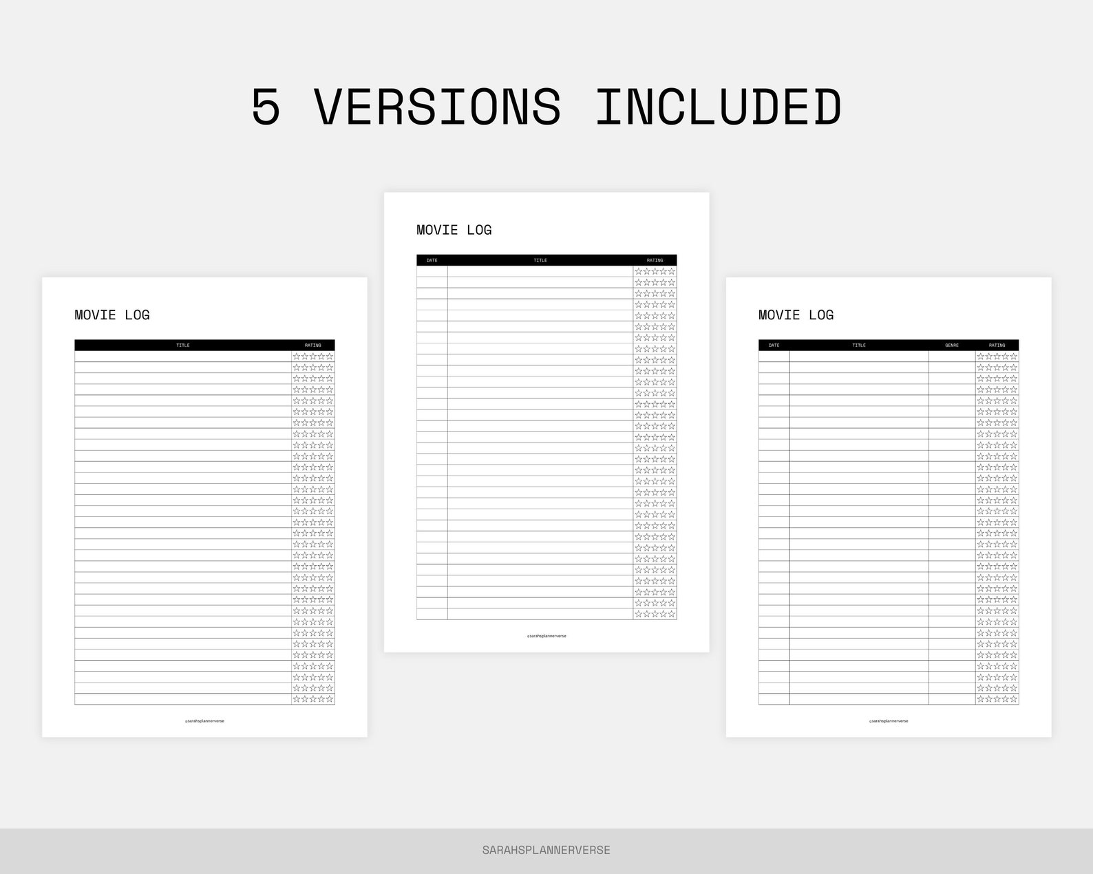Movie Log Printable Template, Movie Tracker, Film Journal, Movies to ...