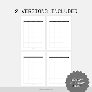 Blank 2 Page Monthly Calendar Printable, Calendar Template, Monday and ...