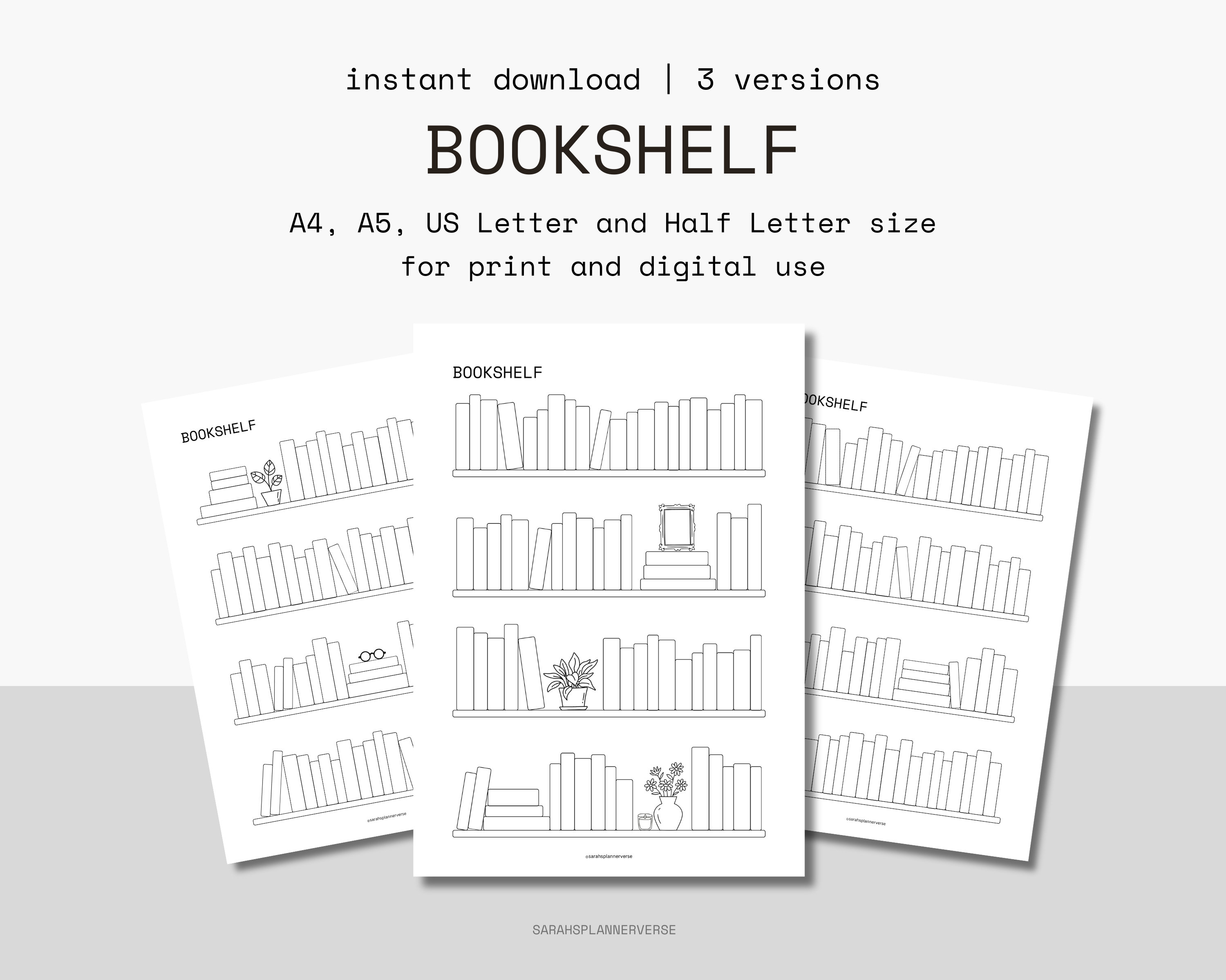 Bookshelf Template Printable, Books to Read, Reading Log, Reading ...