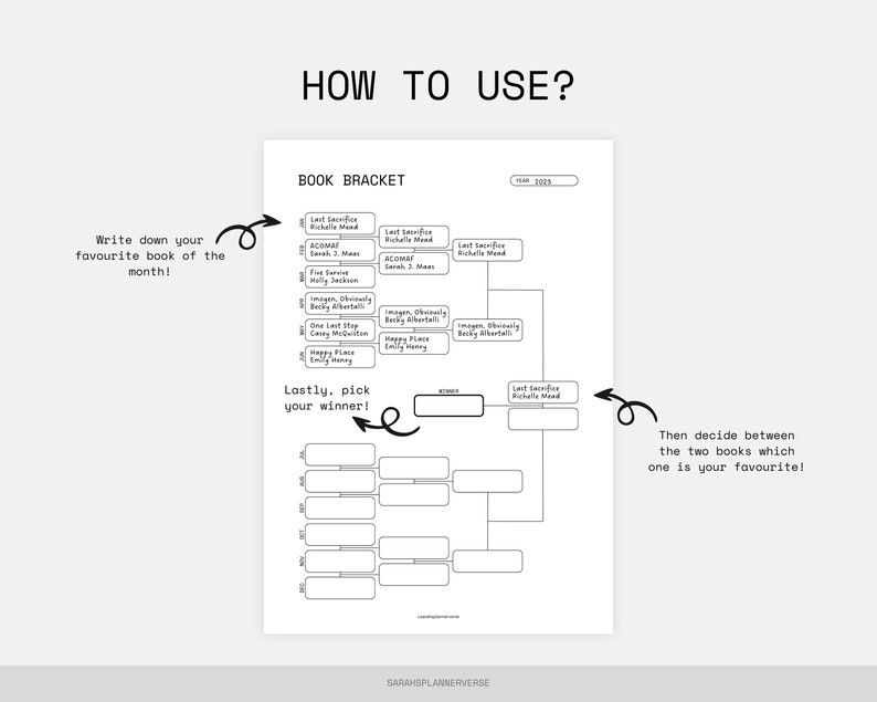 Book Bracket Template Printable, Monthly Book Tracker, Favorite Book ...
