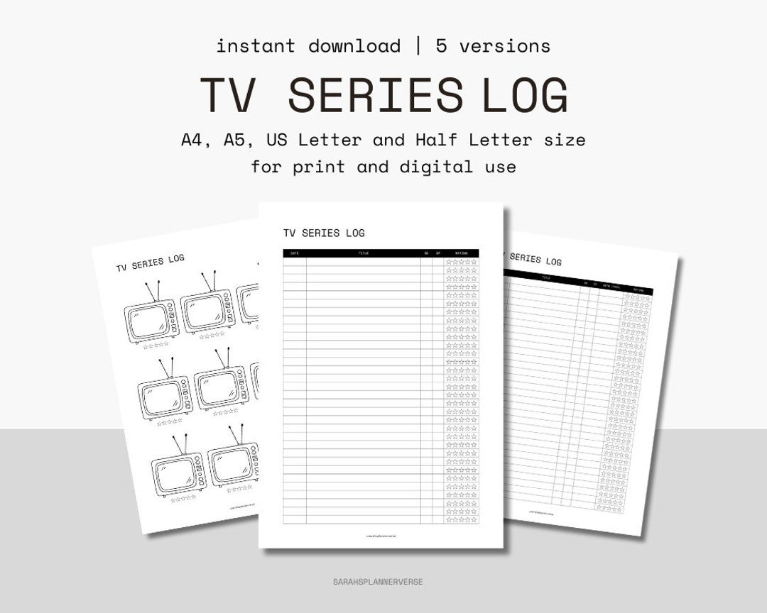 TV Series Log, Tvseries Tracker Printable, Series Log, Series Tracker ...