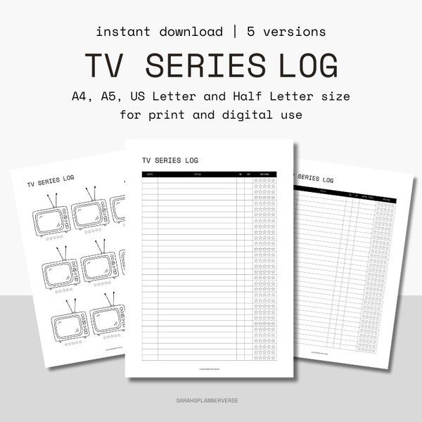 A5 Tv Series Log - Etsy