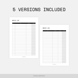 Movie Log Printable Template, Movie Tracker, Film Journal, Movies to ...