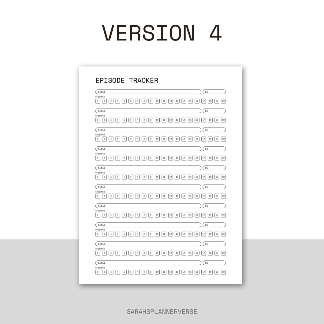 TV Series Episode Tracker Printable, Episode Tracker Printable, Episode ...