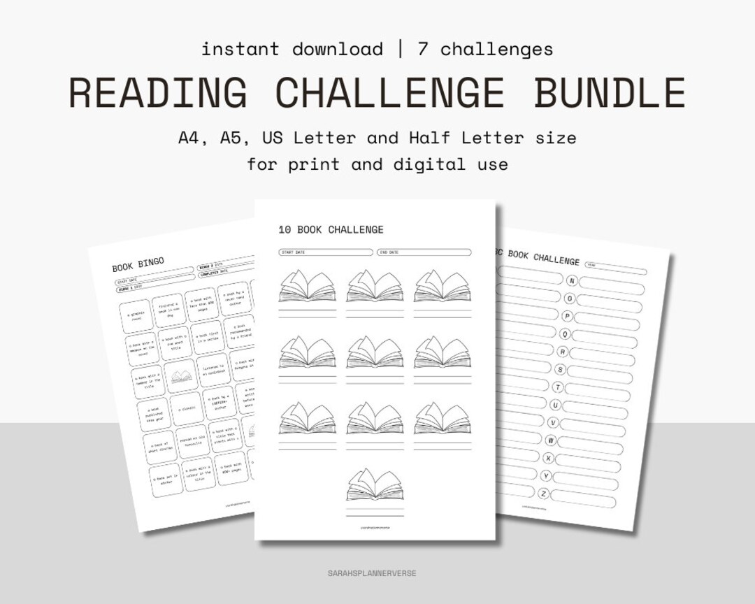 Reading Challenge Printable, Book Reading Challenge, Book Reading ...