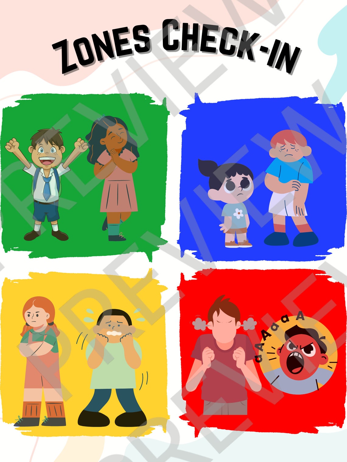 Zones of Regulation Check in Posters Classroom Daycare - Etsy Australia