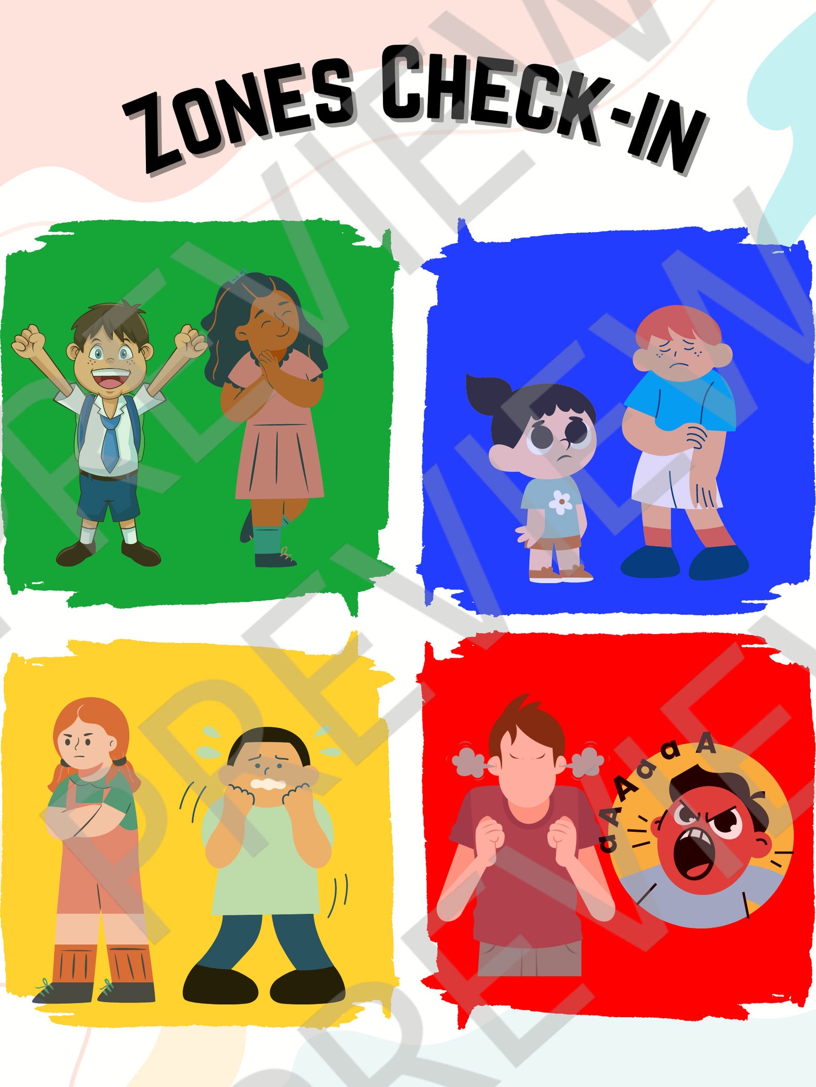 Zones of Regulation Check in Posters Classroom Daycare - Etsy Australia