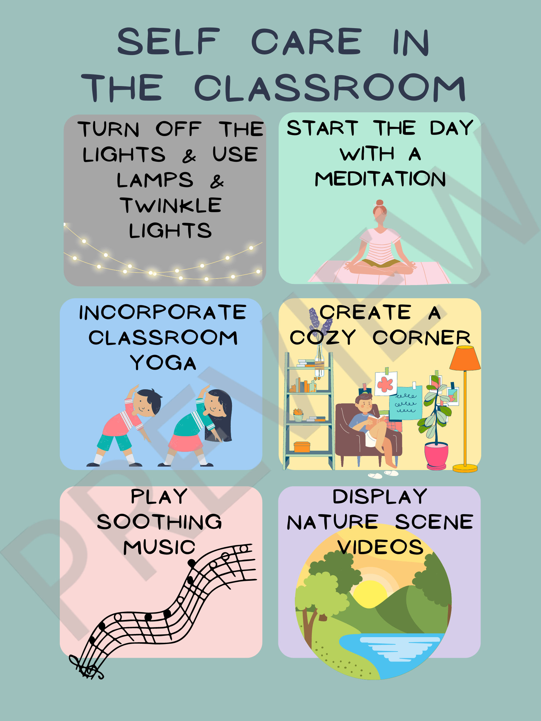 Self Care in the Classroom Poster for Whole Class Wellness & Zones of ...