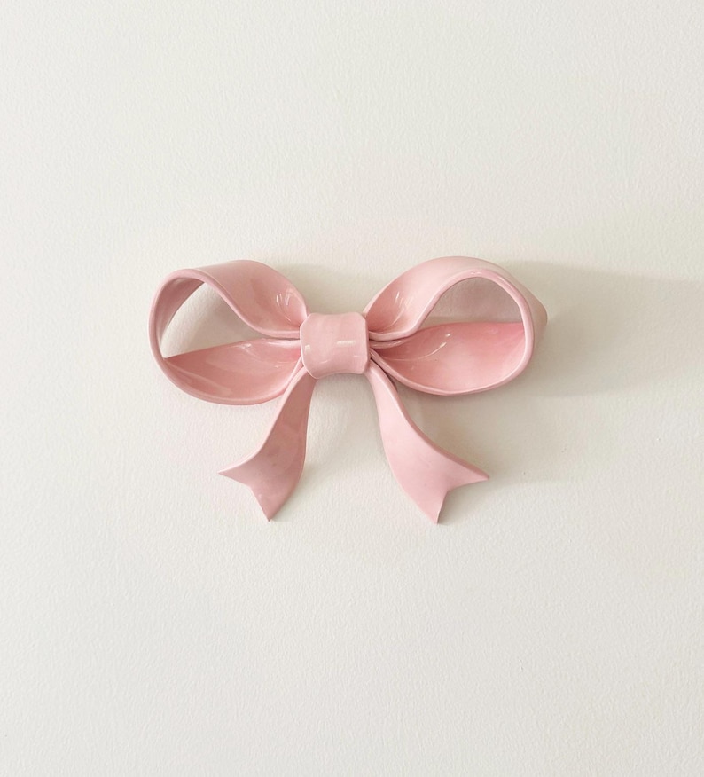 Medium Ceramic Wall Ribbon, Ceramic Bow Wall Art, Bow Nursery Decor ...