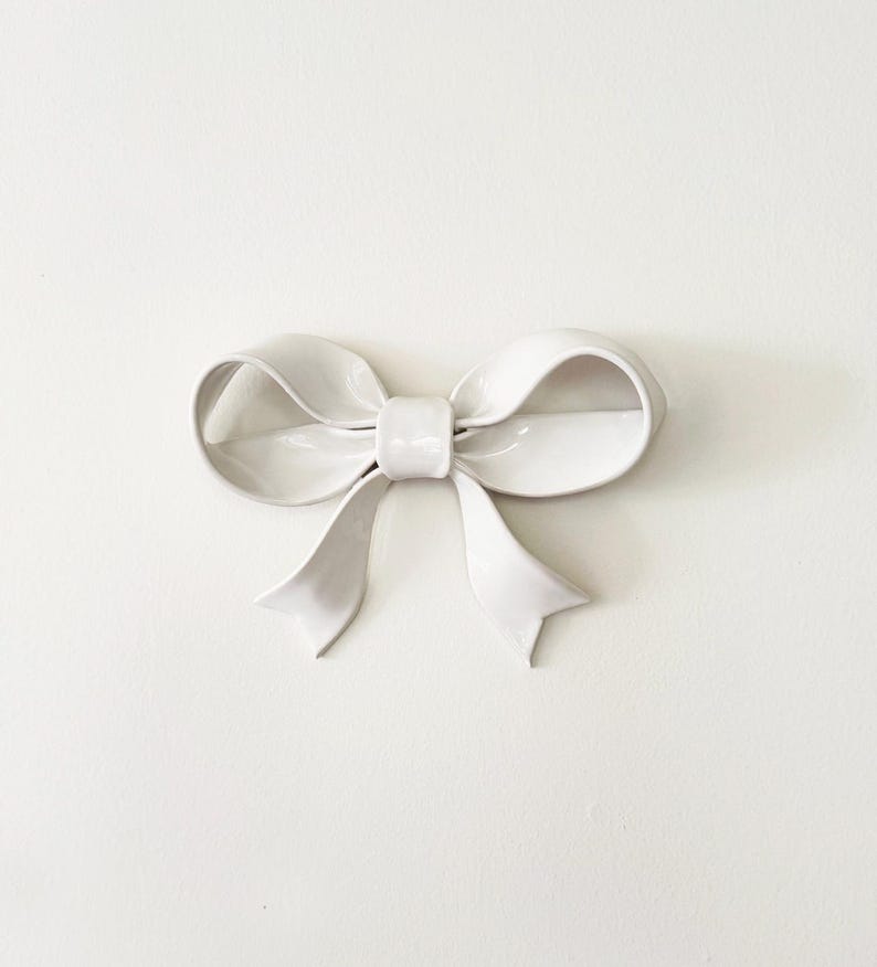 Medium Ceramic Wall Ribbon, Ceramic Bow Wall Art, Bow Nursery Decor ...