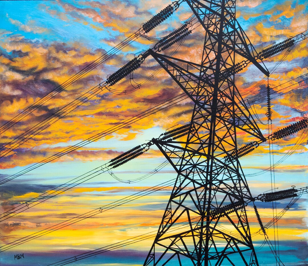 Limited Edition Print of My Painting 'sunset Pylon' (small Print) - Etsy