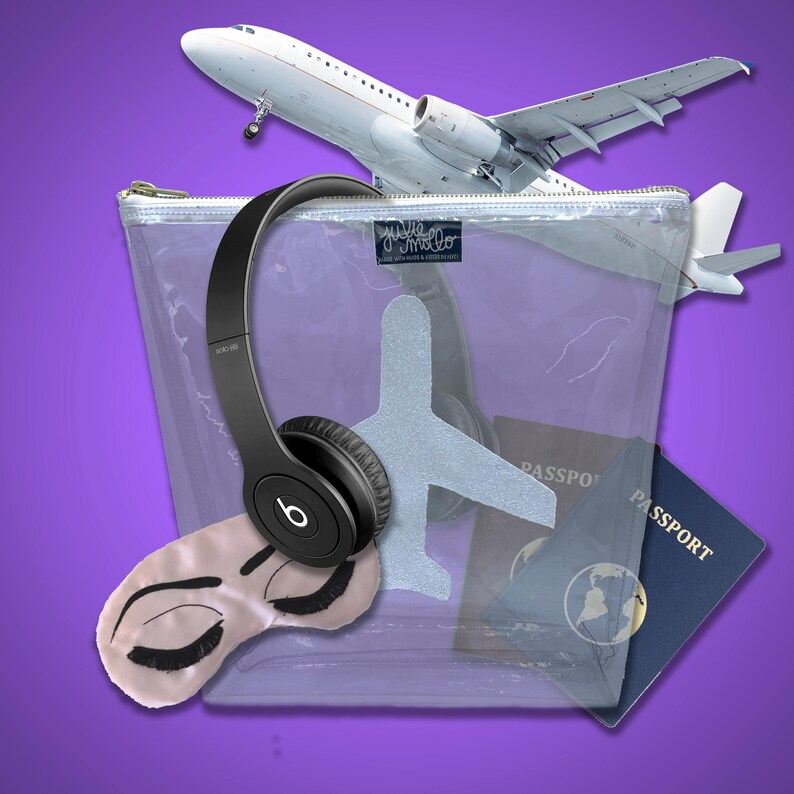 Clear Vinyl Travel Bag: Airplane Applique Toiletry Clutch - Etsy
