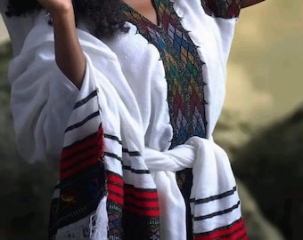 Traditional Ethiopian Raya Wollo Dress ቀሚስ white - Etsy