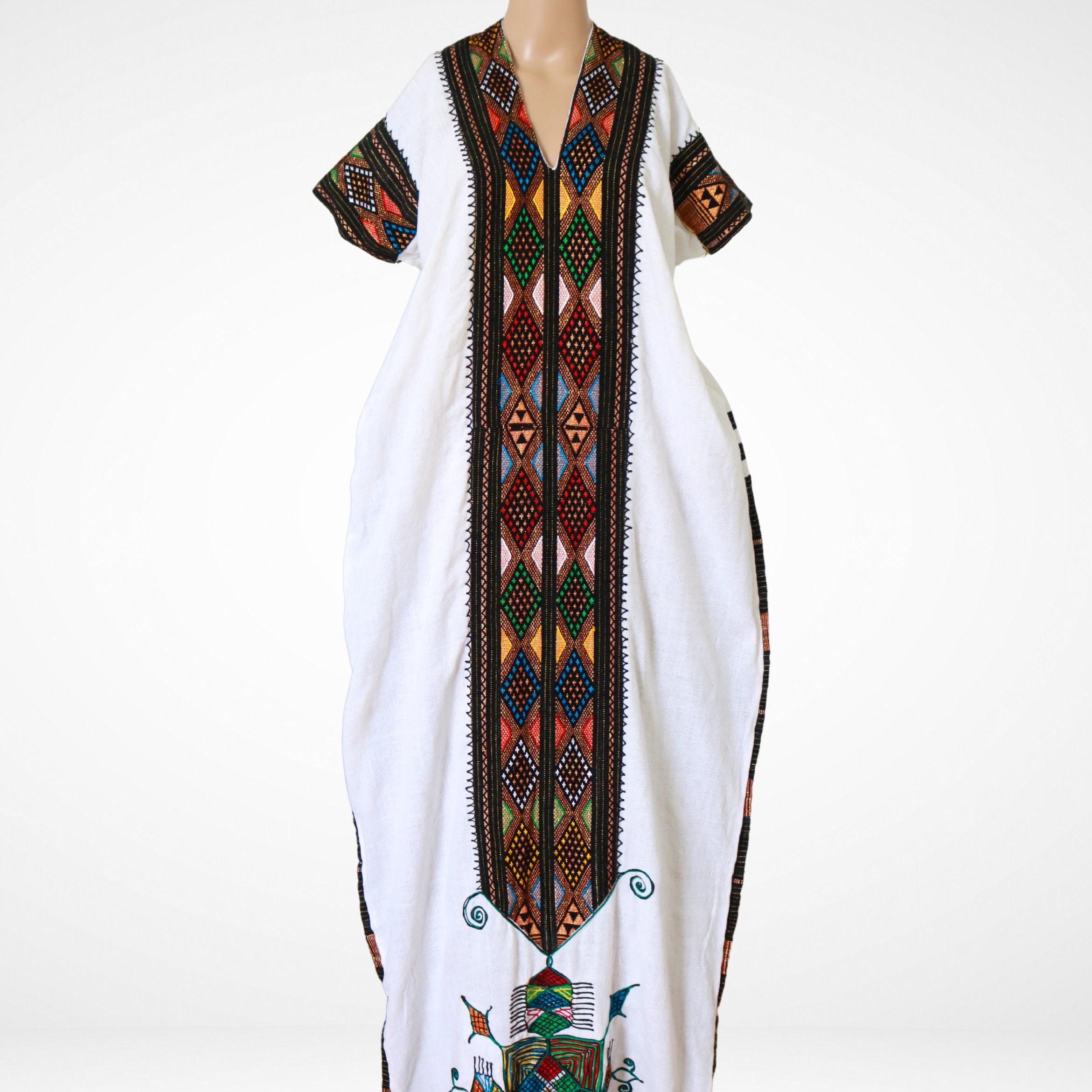 Traditional Ethiopian Raya Wollo Dress ቀሚስ white - Etsy