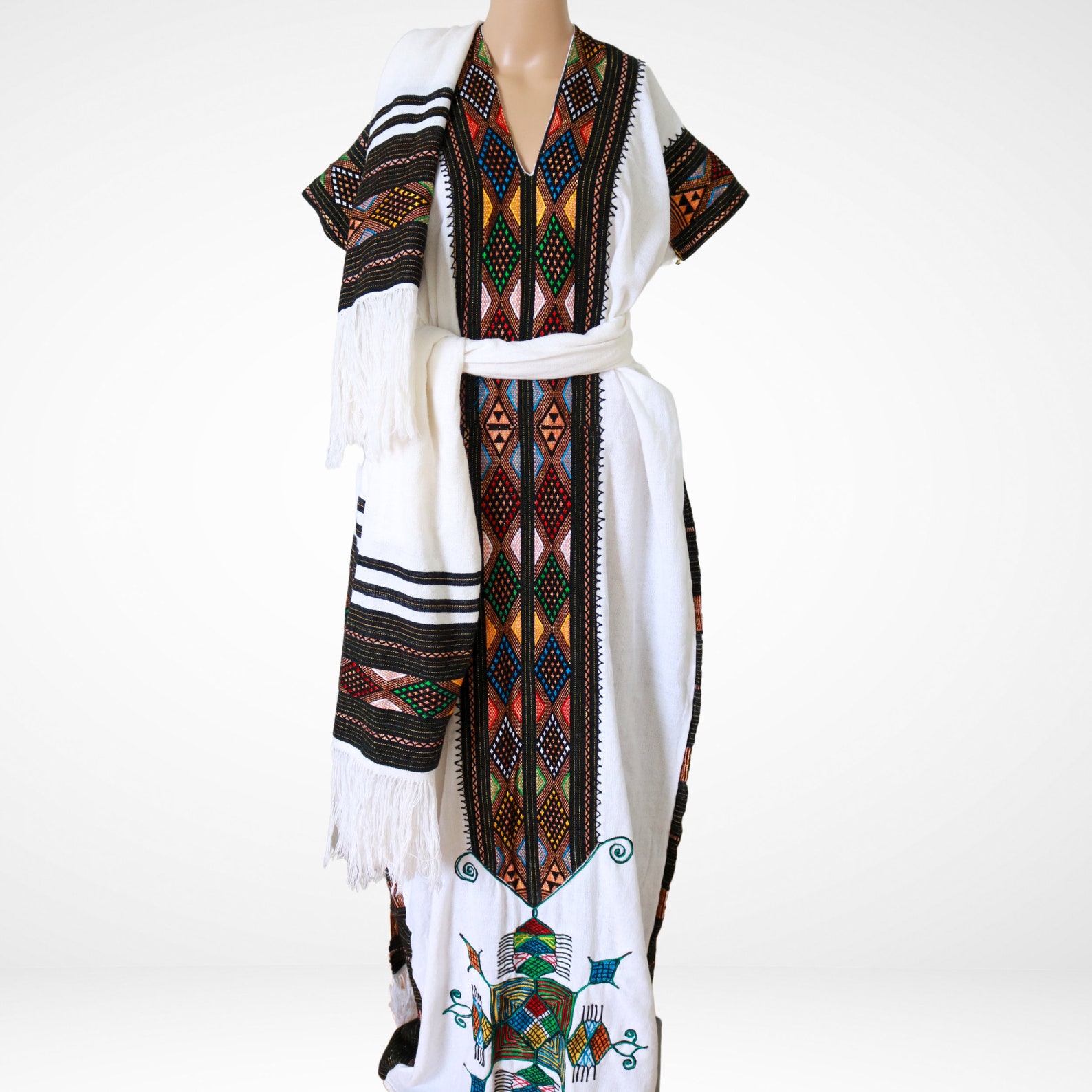 Traditional Ethiopian Raya Wollo Dress ቀሚስ white - Etsy