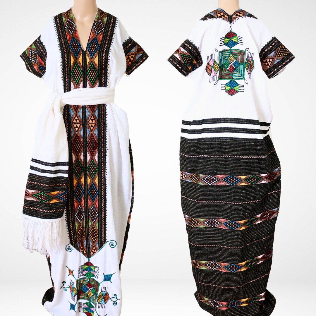Traditional Ethiopian Raya Wollo Dress ቀሚስ white - Etsy