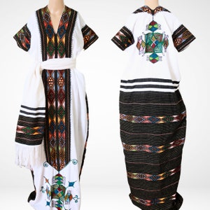 Traditional Ethiopian Raya Wollo Dress ቀሚስ white - Etsy