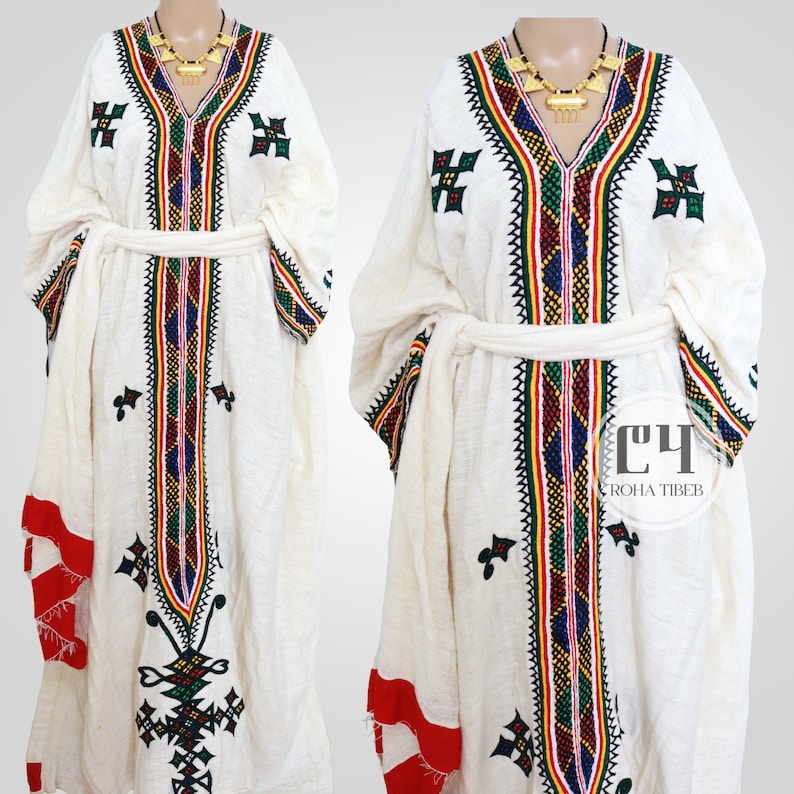 Ethiopian Gojjam Amhara Traditional Dress Handwoven Embroidery የእጅ ጥልፍ ...