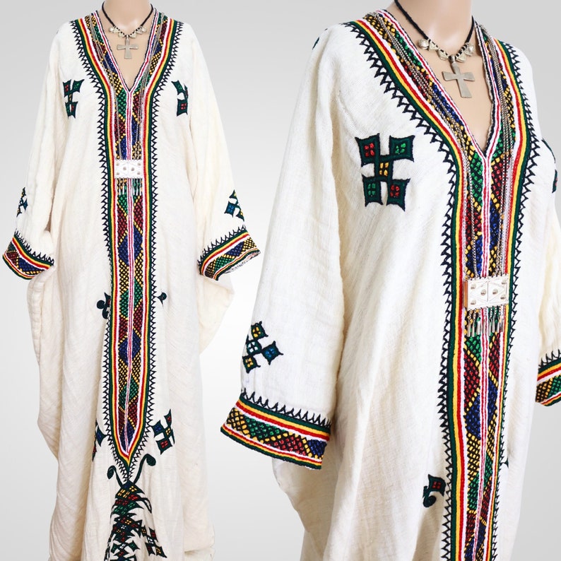 Ethiopian Gojjam Amhara Traditional Dress Handwoven Embroidery የእጅ ጥልፍ ...
