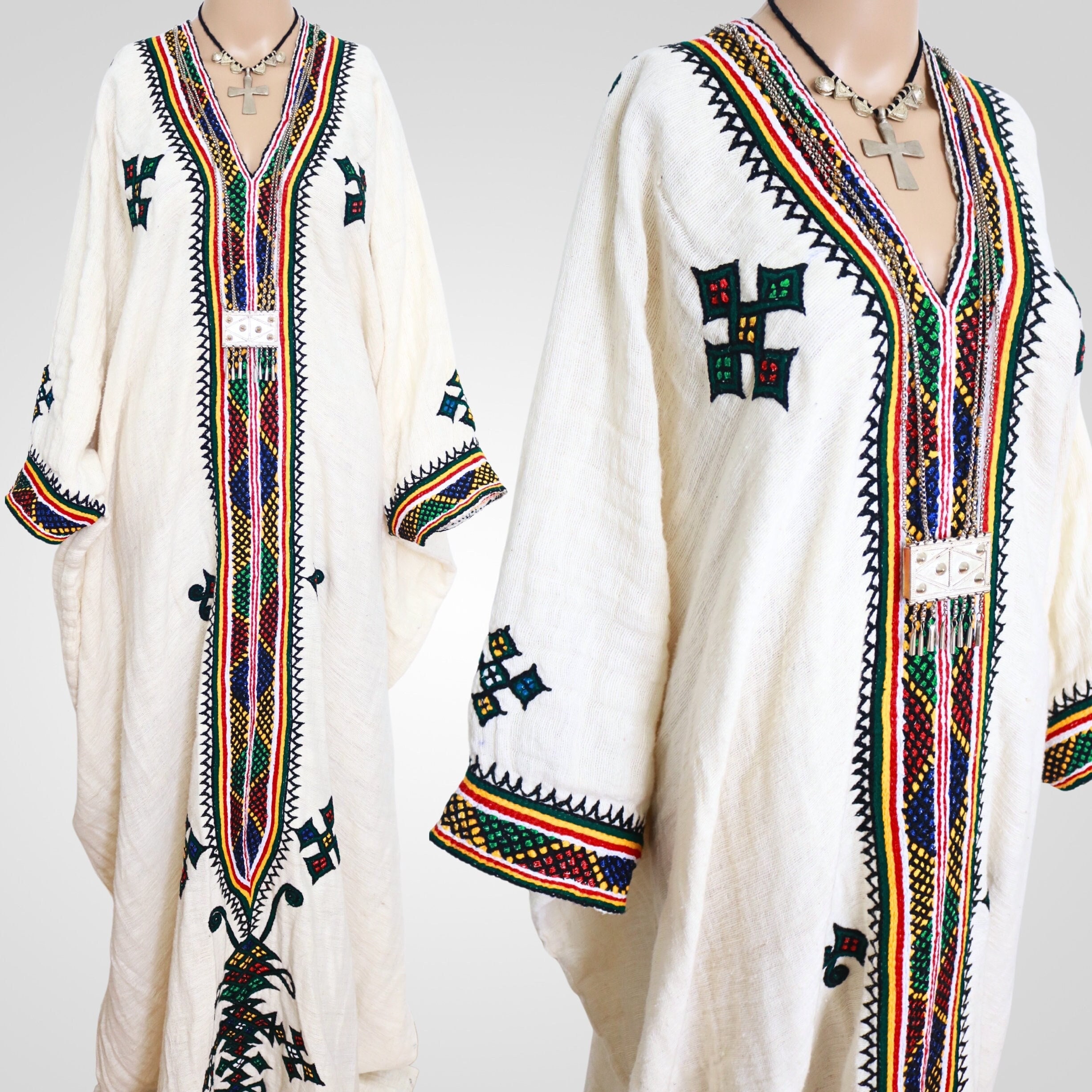 Ethiopian Gojjam Amhara Traditional Dress Handwoven Embroidery የእጅ ጥልፍ ...