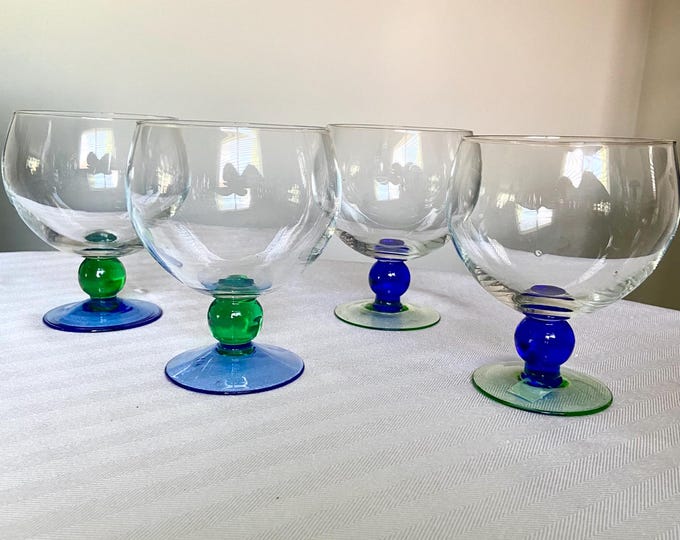 French Vintage Luminarc Classic Azure Blue Stemmed Champagne Flutes Set ...