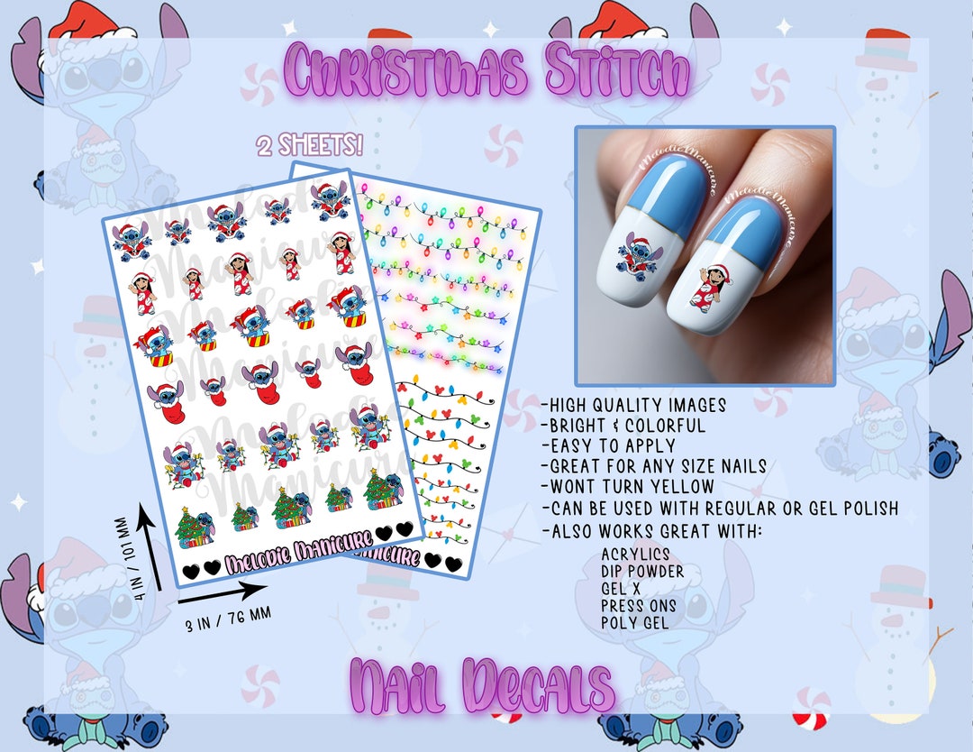 Christmas Stitch Nail Decals Christmas Nail Decals - Etsy