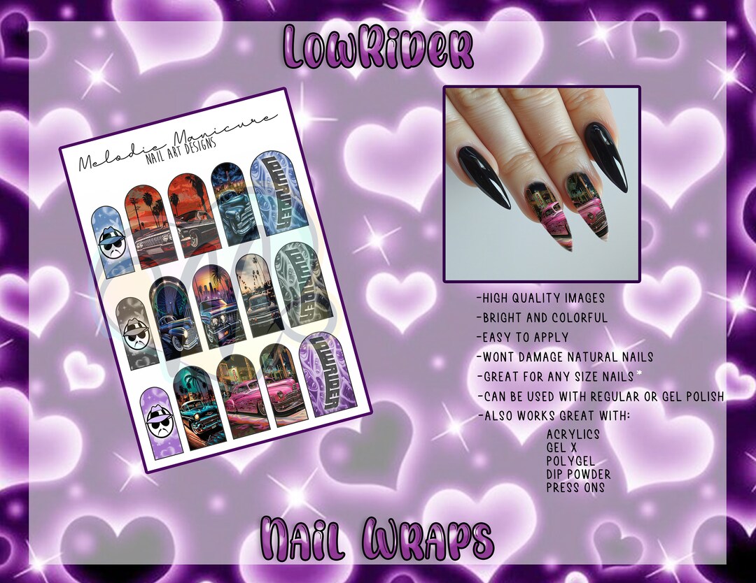 Lowrider Nail Wraps-waterslide Decals-nail Art-nail Wraps-cute Nails ...