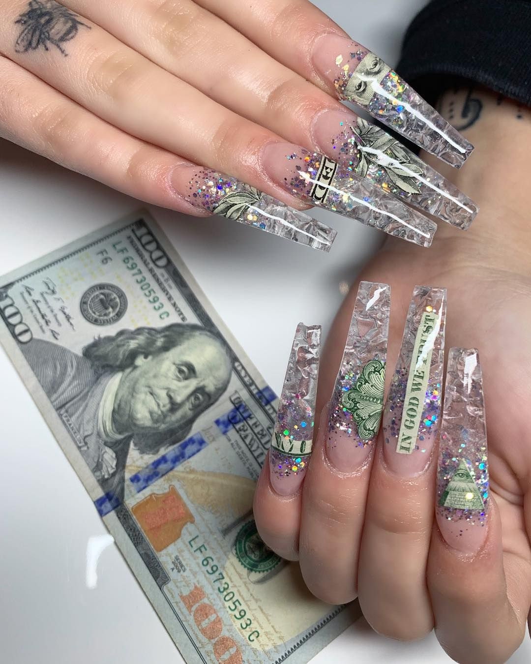 Hundred Dollar Bill Nail Decal-waterslide Decals-nail Art-nail Wraps ...