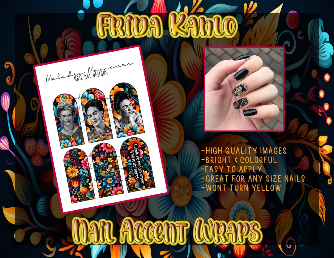 Frida Nail Accents-waterslide Decals-nail Art-nail Wraps-cute Nails ...