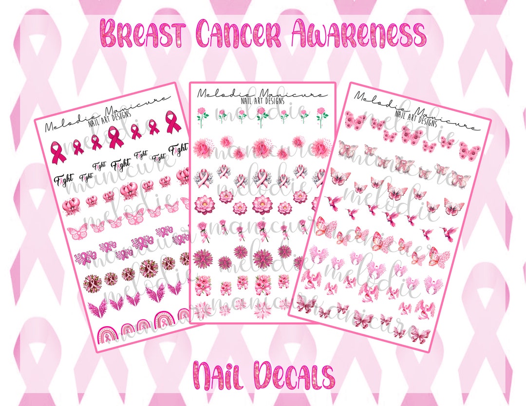 Breast Cancer Awareness Nail Decals, Awareness Ribbon Waterslide Nail ...
